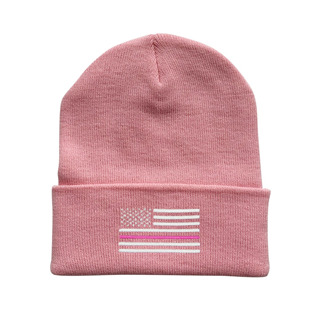 Thin Pink Line American Flag Embroidered Beanie Women in Emergency ...