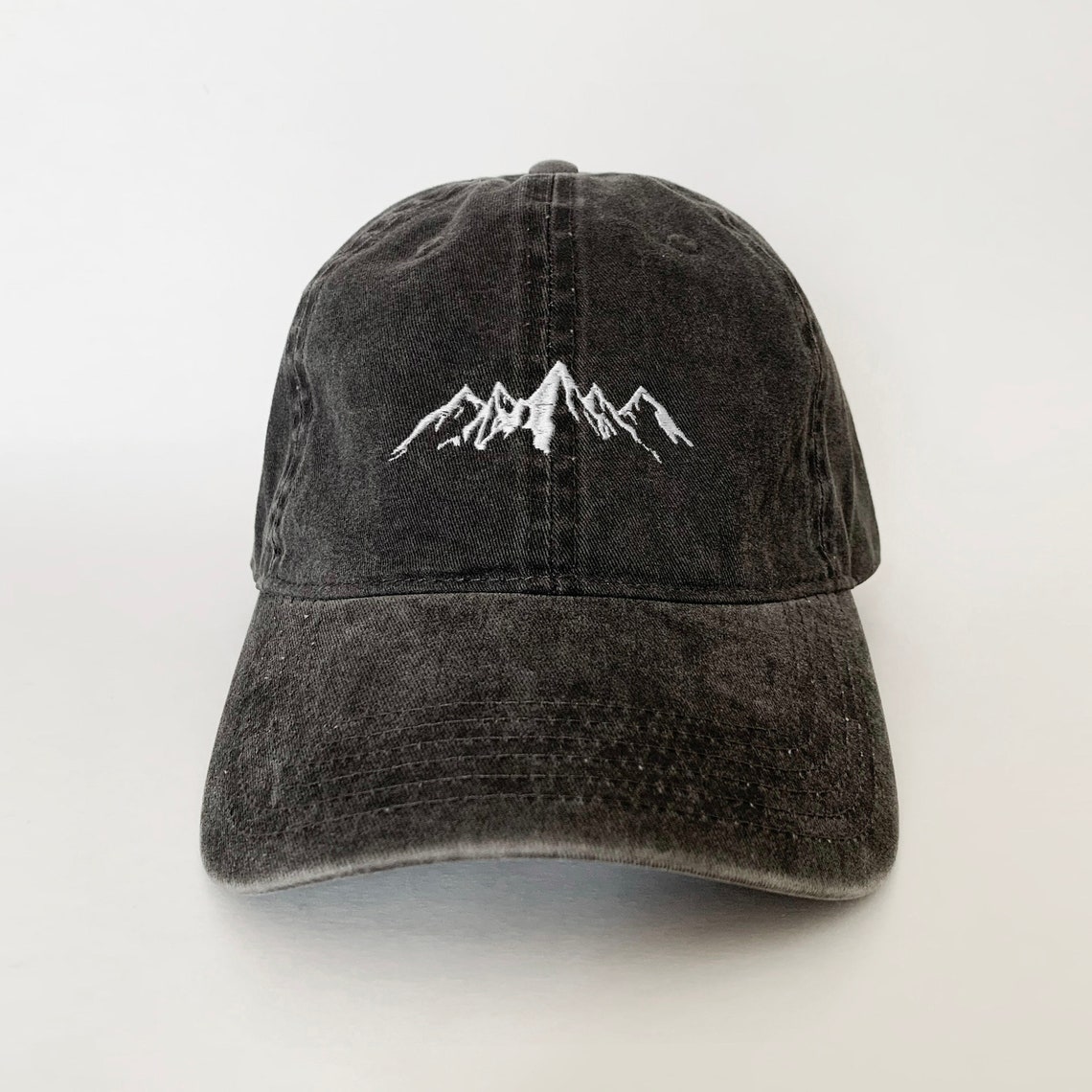 Mountains Embroidered Washed Cotton Cap Hat Embroidered Cap Baseball ...