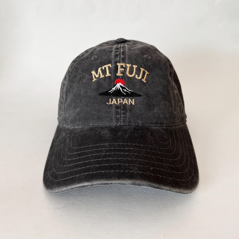 Mt Fuji Japan Embroidered Cap Hat Baseball Trip Hat Washed Cotton Cap ...