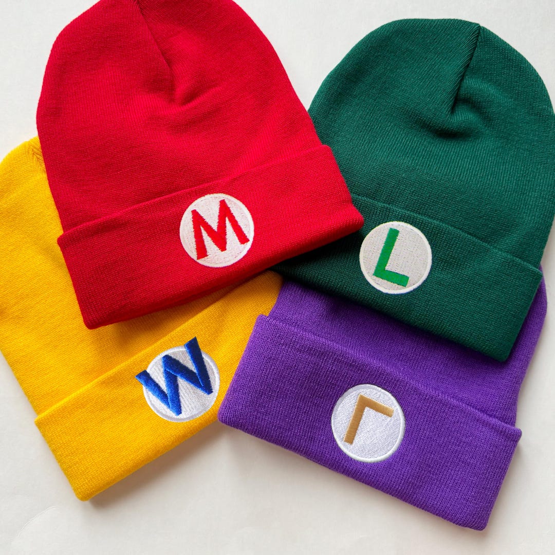 Mario Luigi Wario Waluigi Embroidered Beanie Halloween Beanie Costume ...