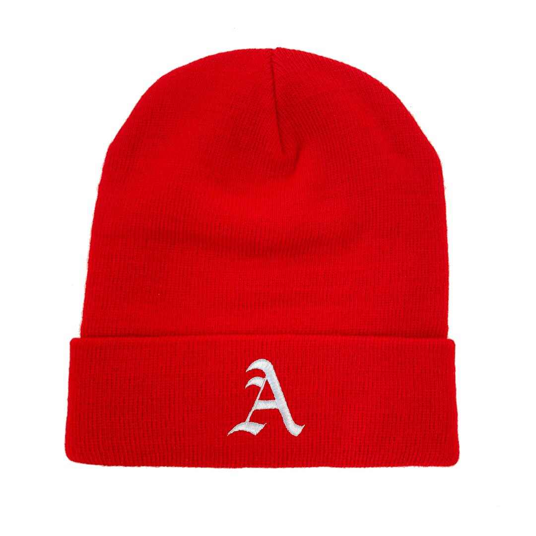 Old English Initial Embroidered Beanie Winter Beanie Alphabet Hat ...