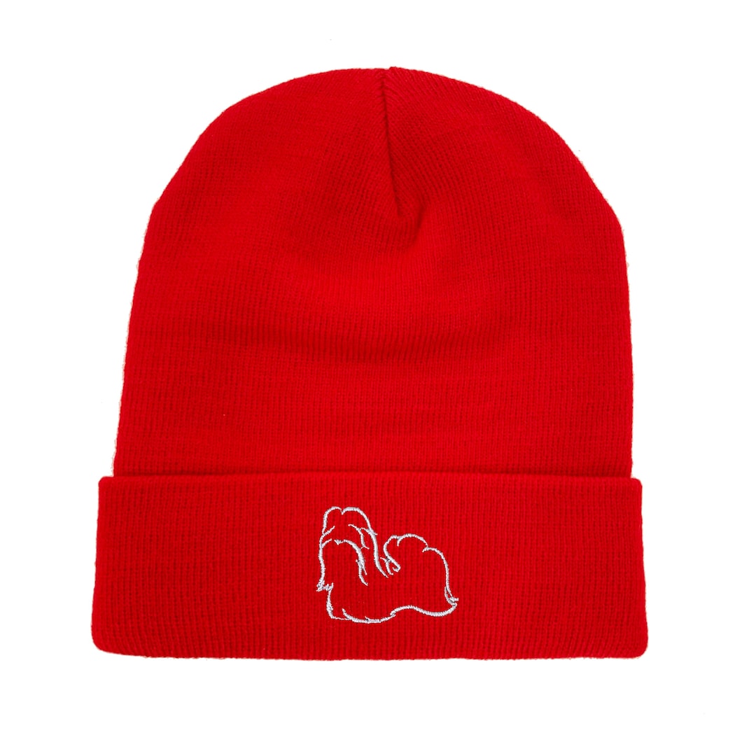 Shih Tzu Outline Embroidered Beanie Dog Beanie Winter Beanie - Etsy