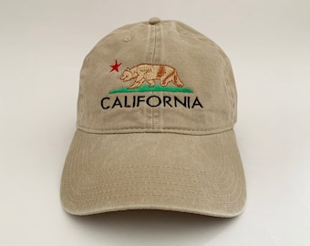 California Republic State Flag Embroidered Dad Hat - Etsy