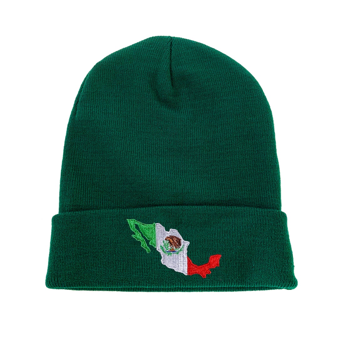 Mexico Flag Map Embroidered Beanie Bandera De México Mexican Beanie Hat ...