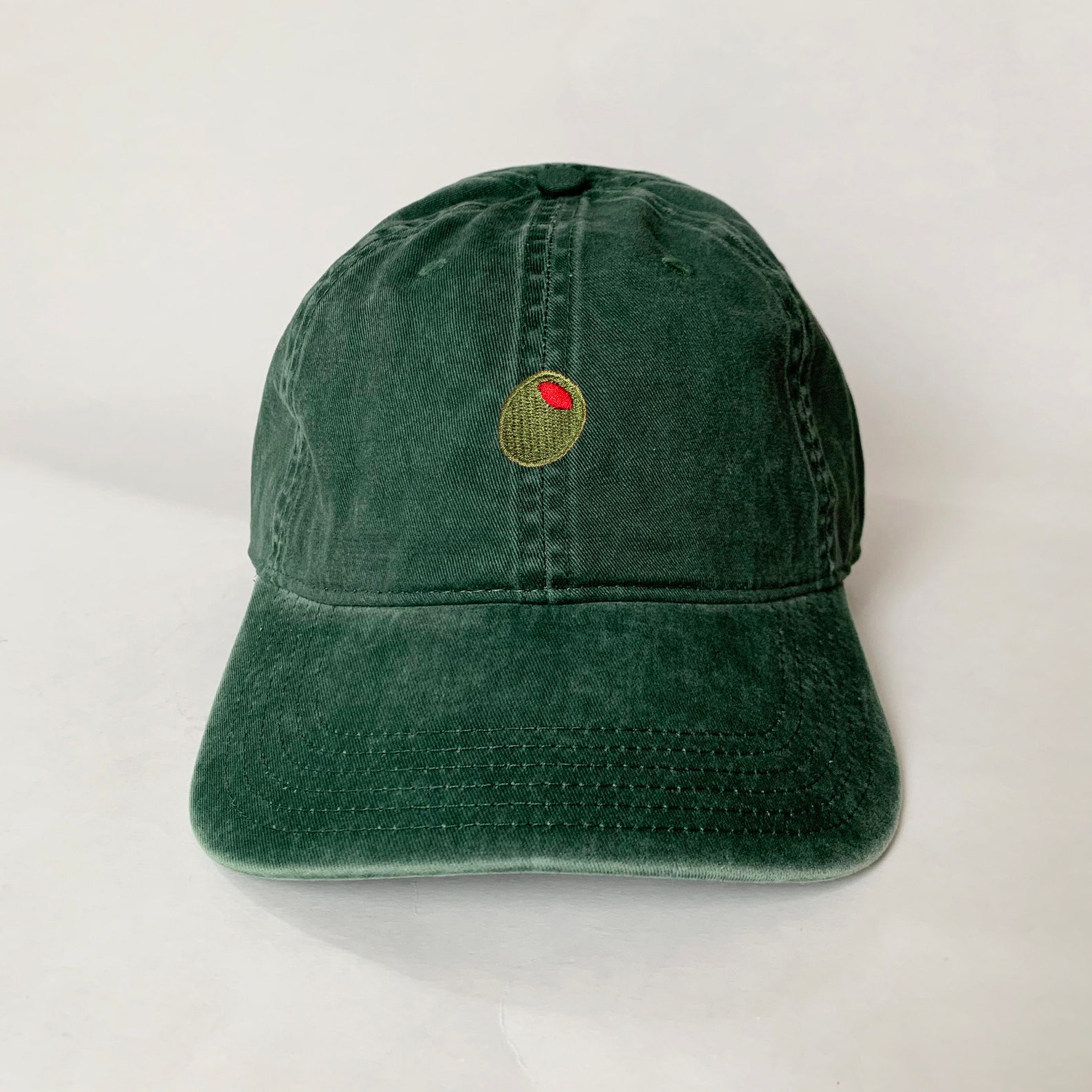 Olive Embroidered Hat Fruit Cap Dad Hat Washed Cotton Cap - Etsy
