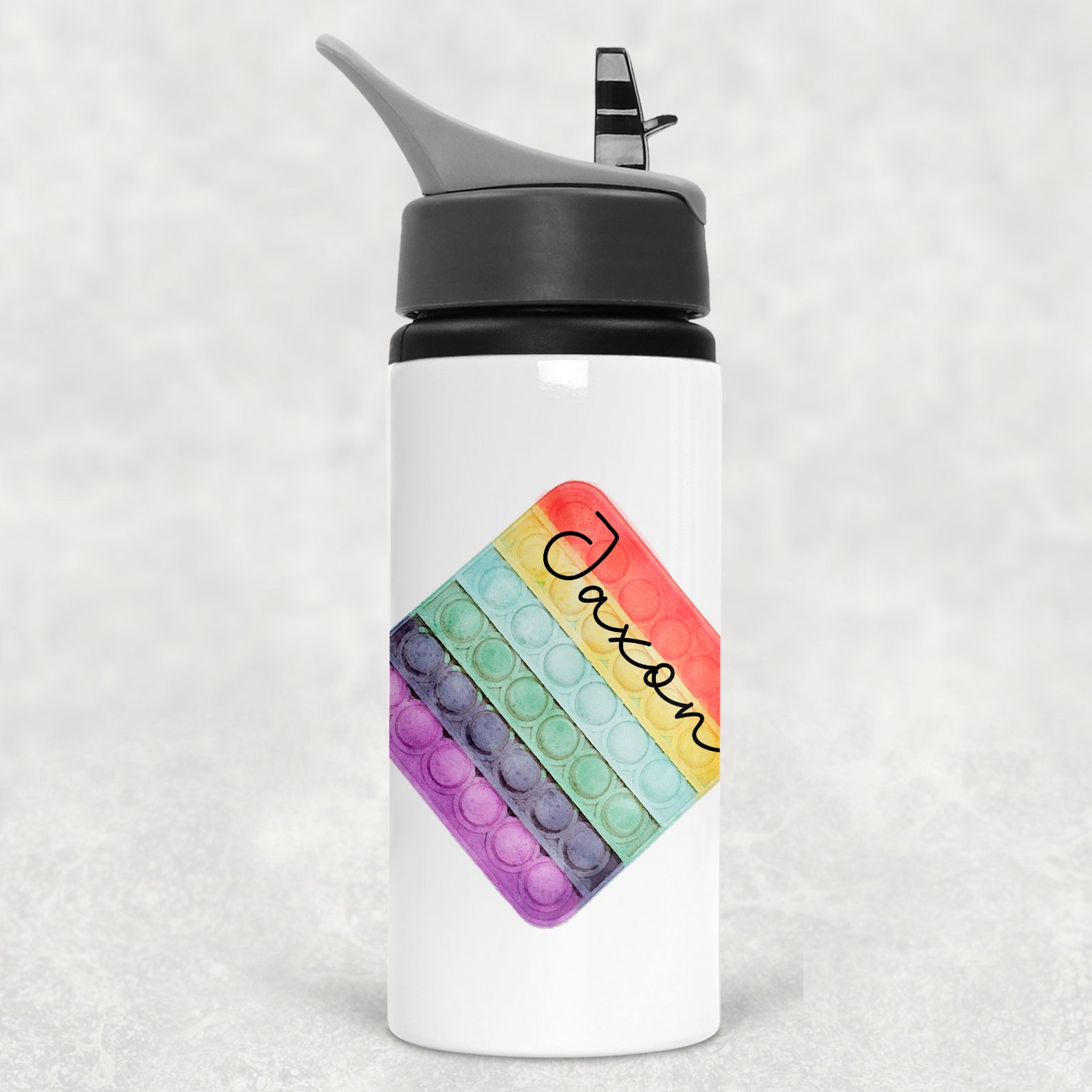 Pop It Fidget Personalised Aluminium Straw Water Bottle 650ml - Etsy