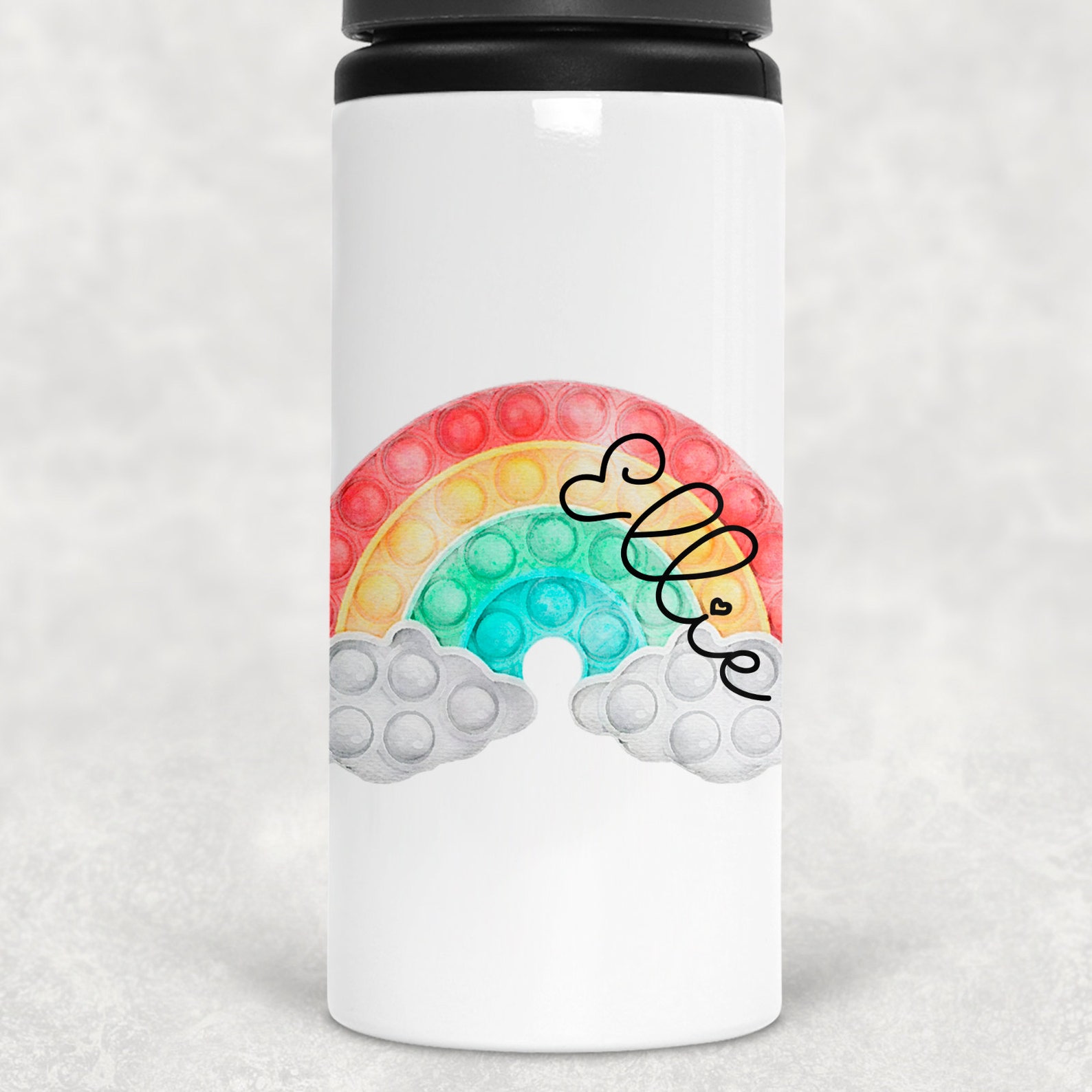 Pop It Fidget Personalised Aluminium Straw Water Bottle 650ml - Etsy UK