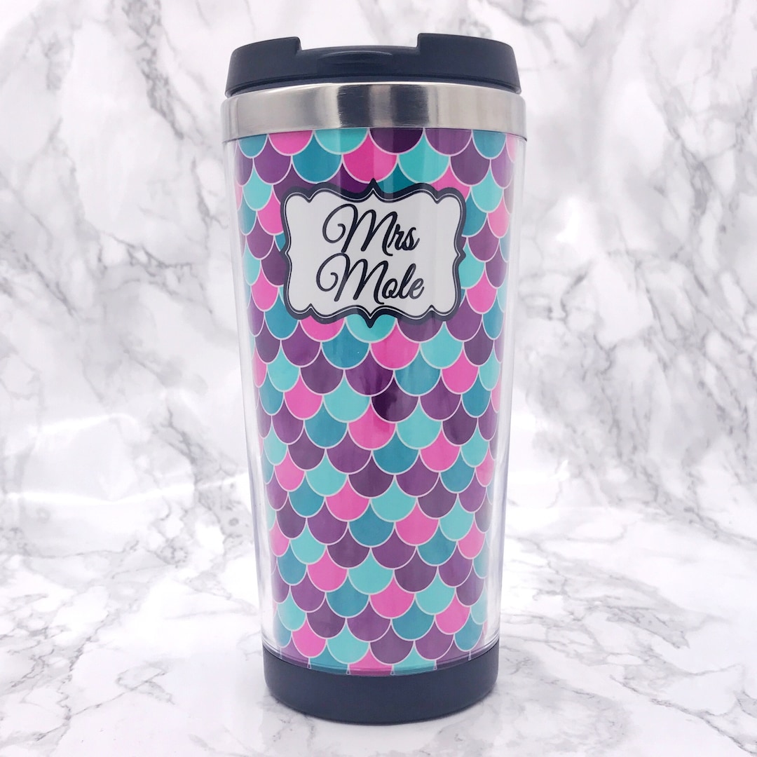 Mermaid Scale 420ml Travel Mug With Option to Personalise Personalised ...
