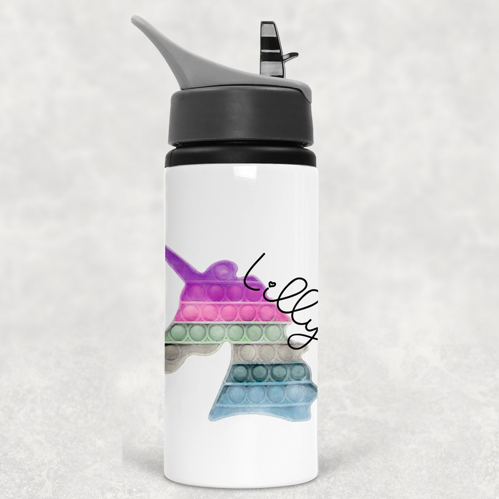 Pop It Fidget Personalised Aluminium Straw Water Bottle 650ml - Etsy