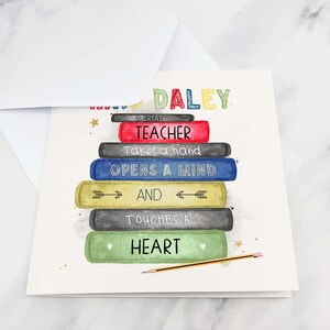 Teacher Book Stack Card - Etsy