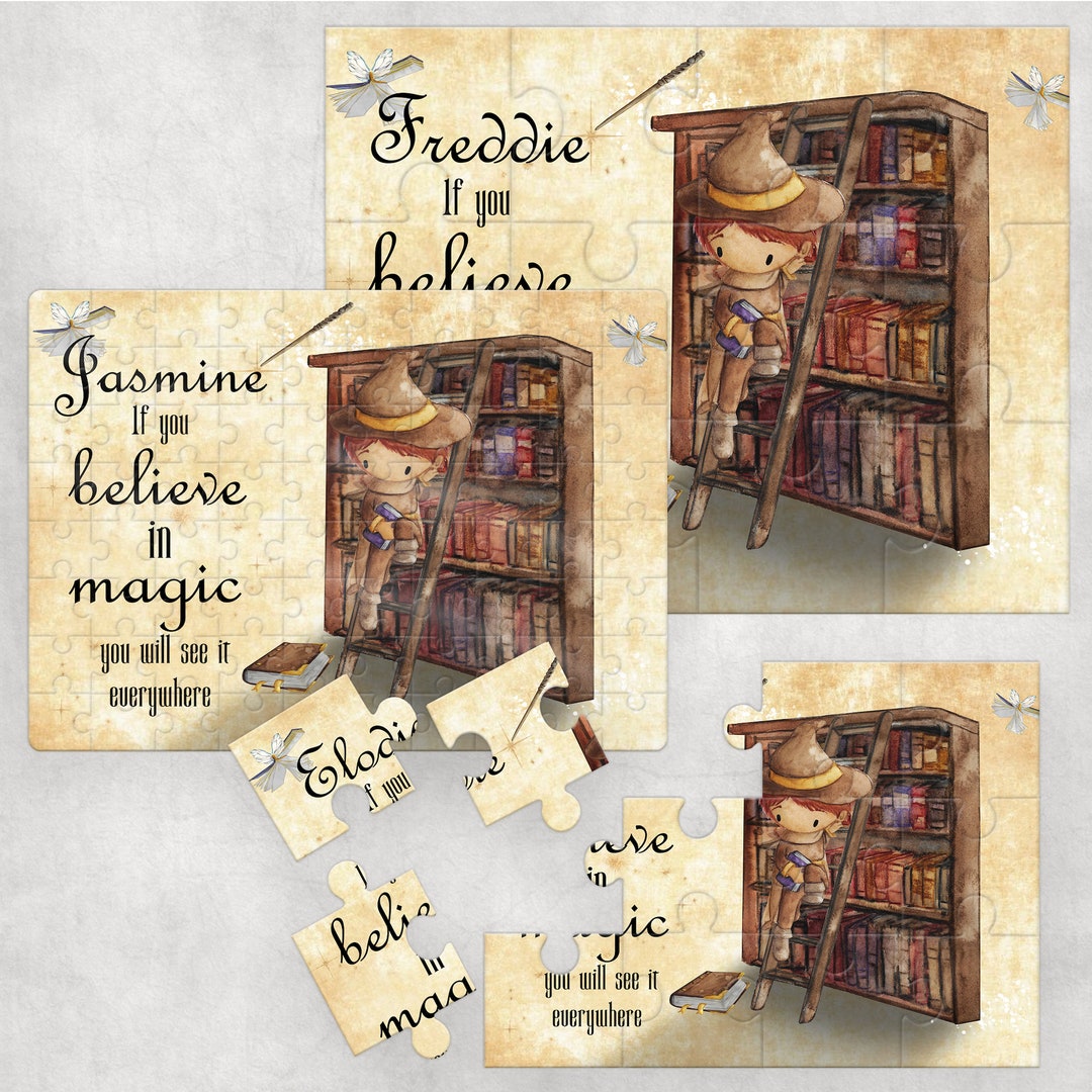 Wizard Bookcase Personalised Jigsaw Various Sizes & Pieces - Etsy