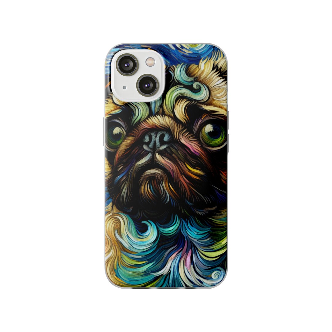 Vincent Van Gogh Style Pug Flexi Phone Case, Pug Lover, Pug , Pug Gift ...