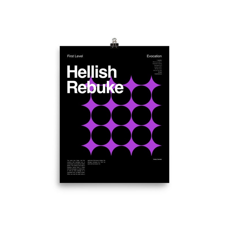 Hellish Rebuke Poster | Dungeons and Dragons | Tabletop Role Playing ...