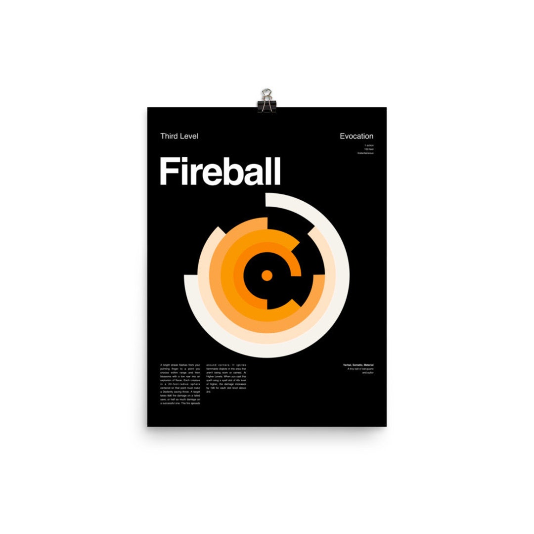 Fireball Poster | Dungeons and Dragons | Tabletop Role Playing | DND - Etsy