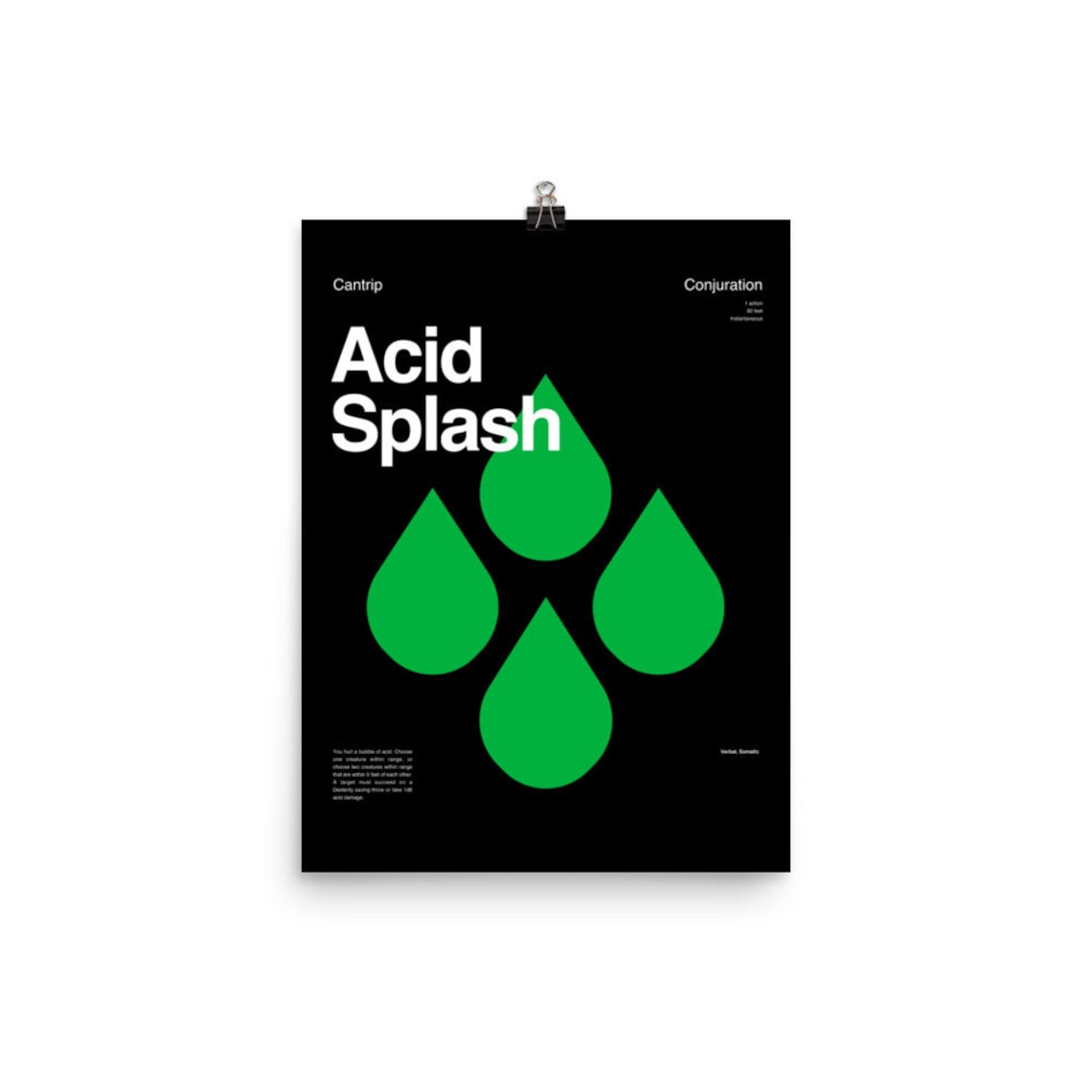 Acid Splash Poster Dungeons and Dragons Tabletop Role - Etsy
