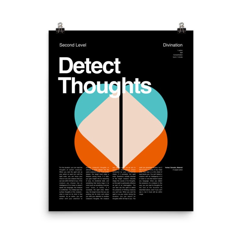 Detect Thoughts Poster Dungeons and Dragons Tabletop Role - Etsy