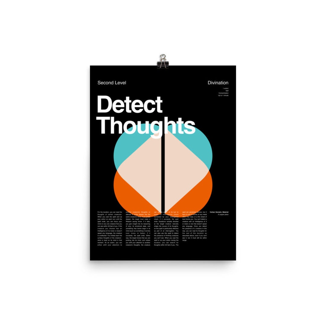 Detect Thoughts Poster | Dungeons and Dragons | Tabletop Role Playing ...