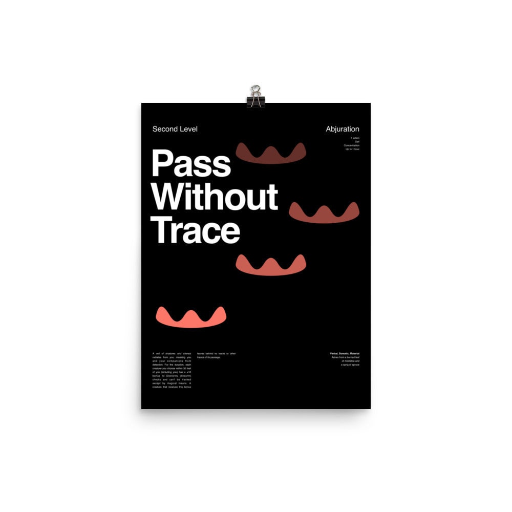 Pass Without Trace Poster Dungeons and Dragons Tabletop - Etsy
