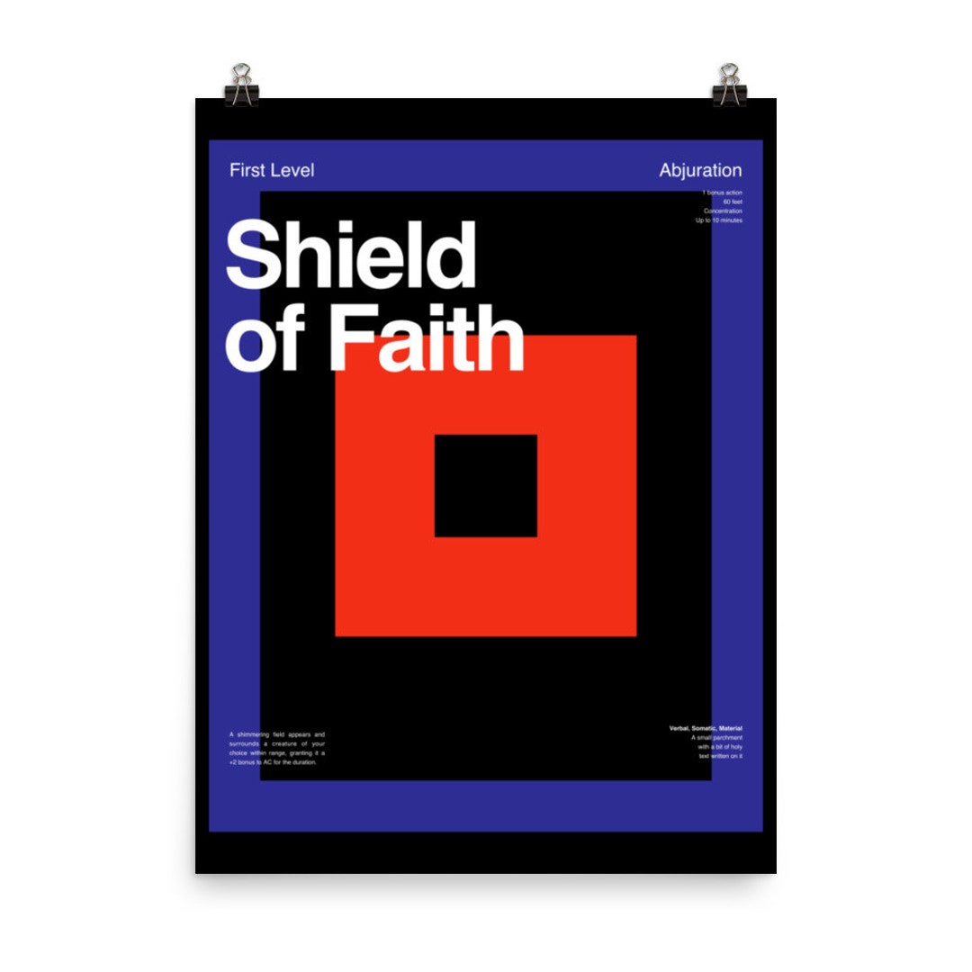 Shield of Faith Poster Dungeons and Dragons Tabletop Role Playing DND ...