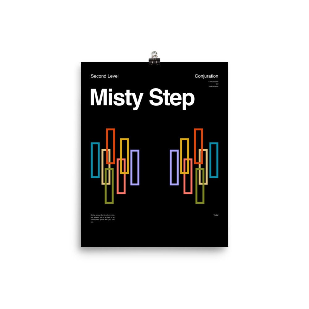 Misty Step Poster Dungeons and Dragons Tabletop Role | Etsy