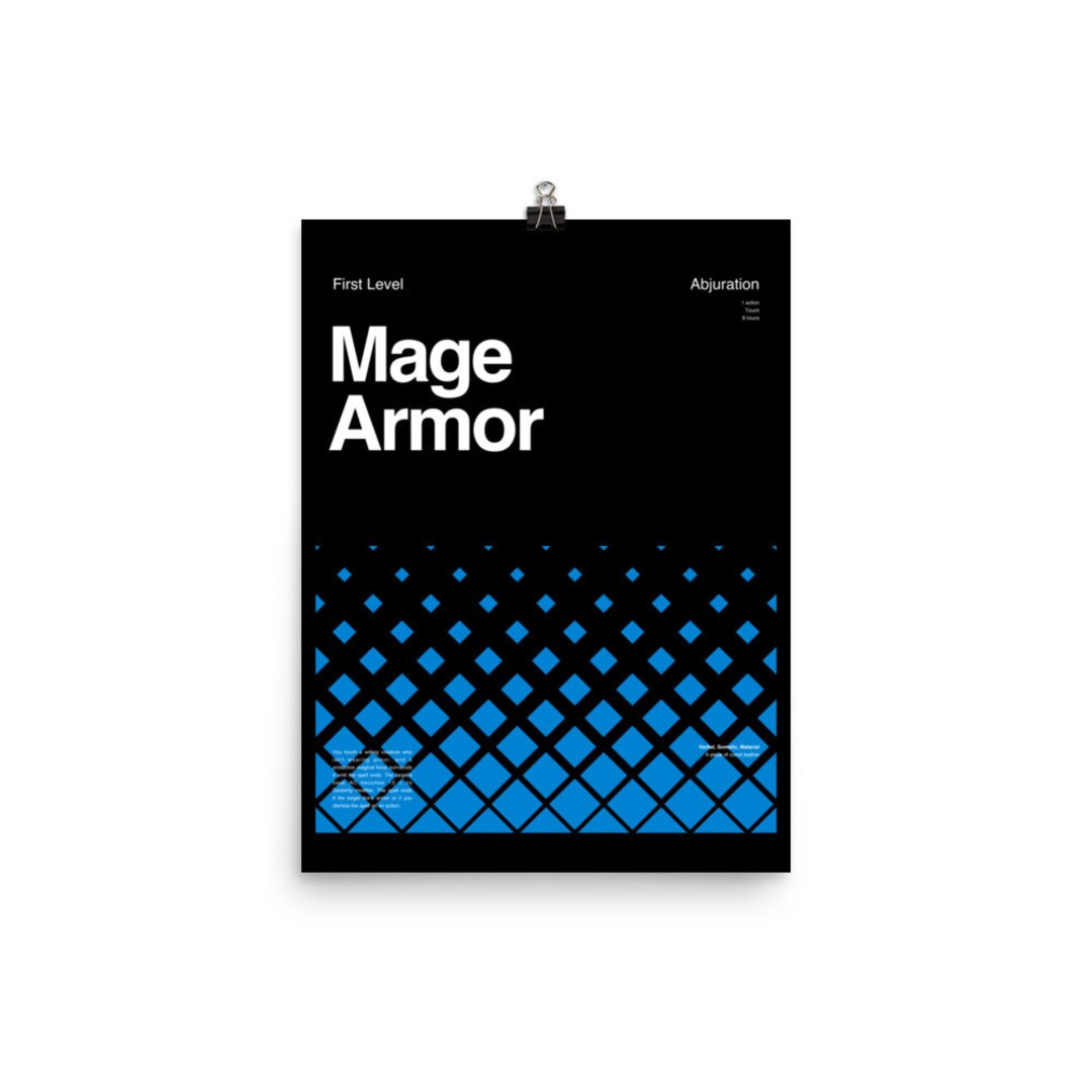 Mage Armor Poster Dungeons and Dragons Tabletop Role Playing DND - Etsy