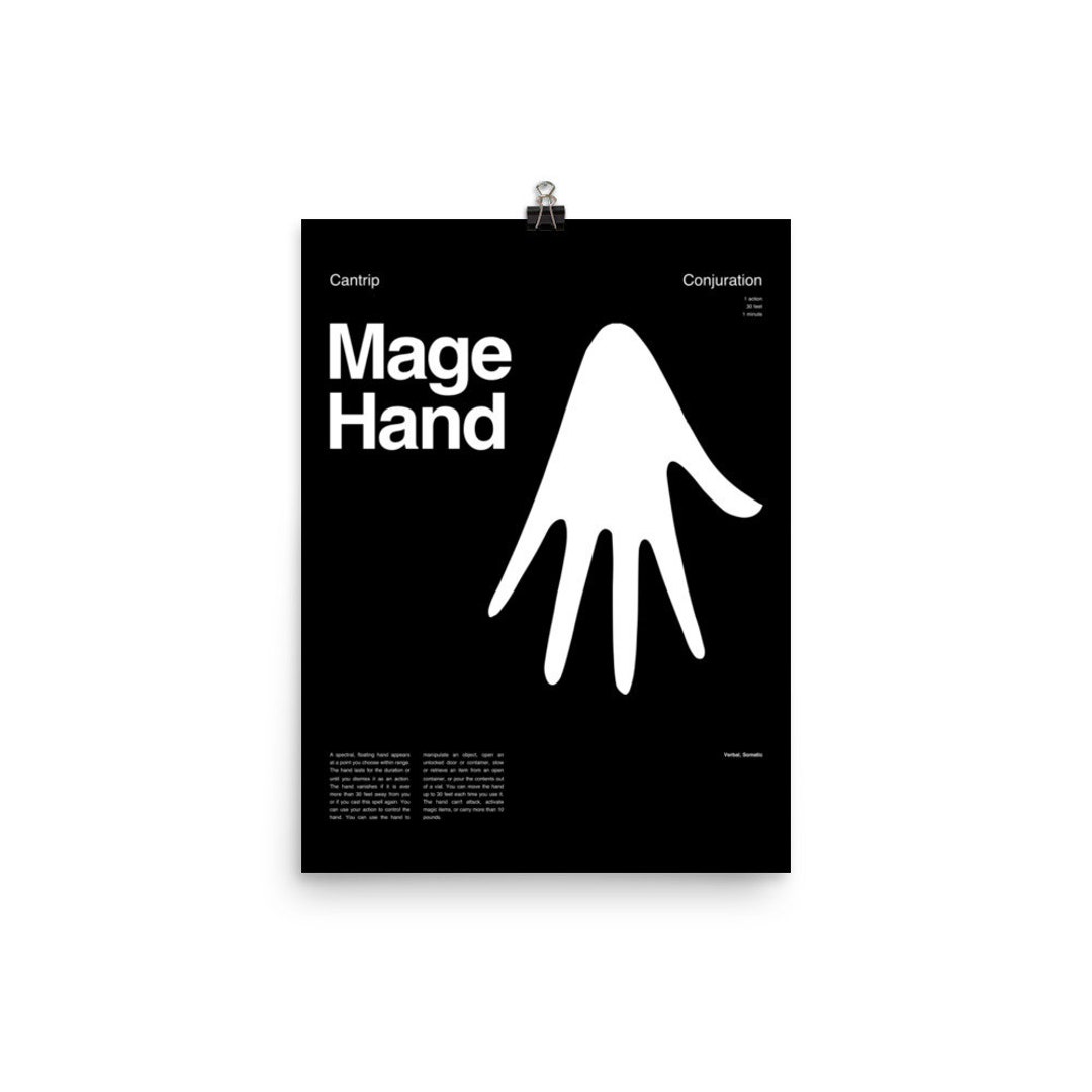 Mage Hand Poster | Dungeons and Dragons | Tabletop Role Playing | DND ...