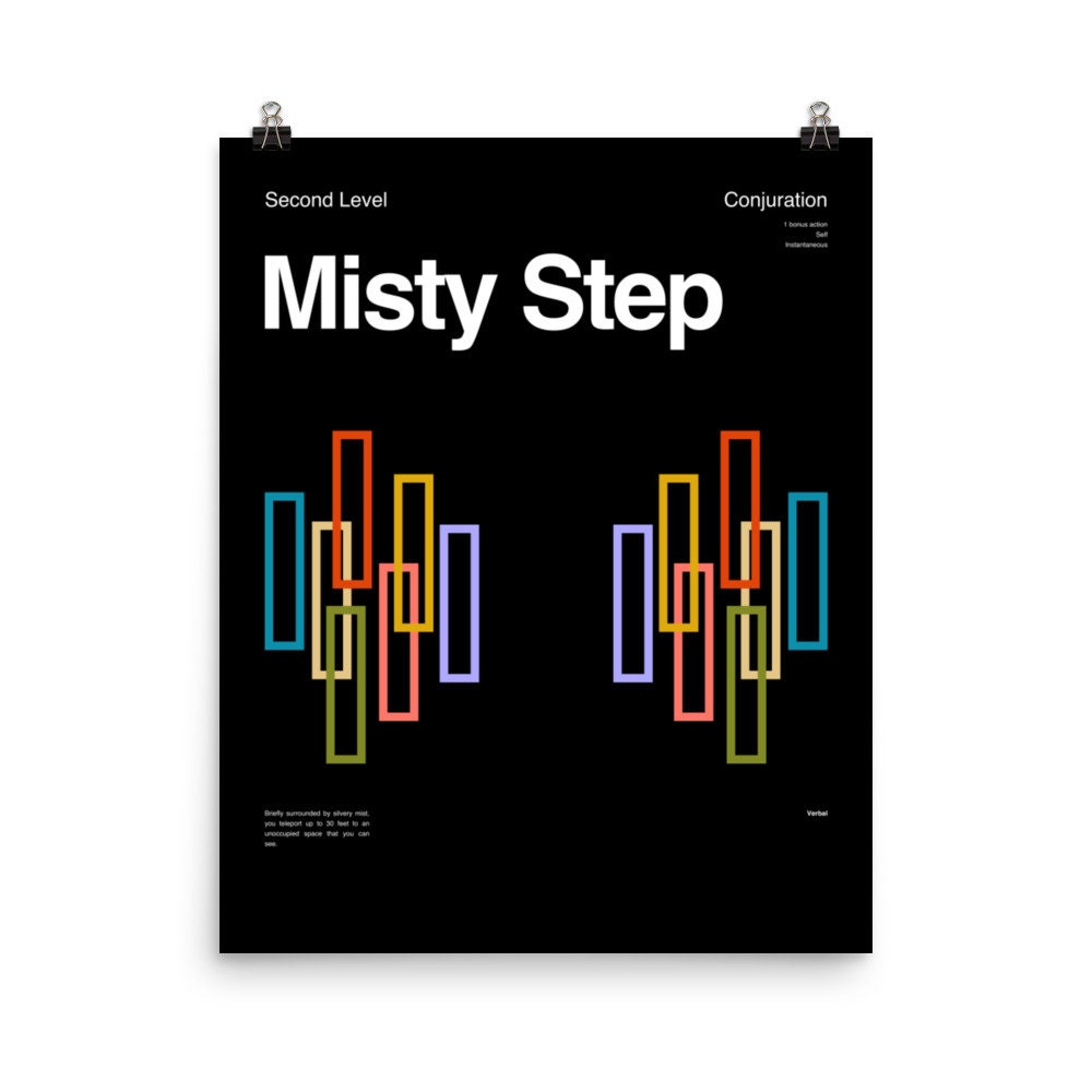 Misty Step Poster Dungeons and Dragons Tabletop Role | Etsy