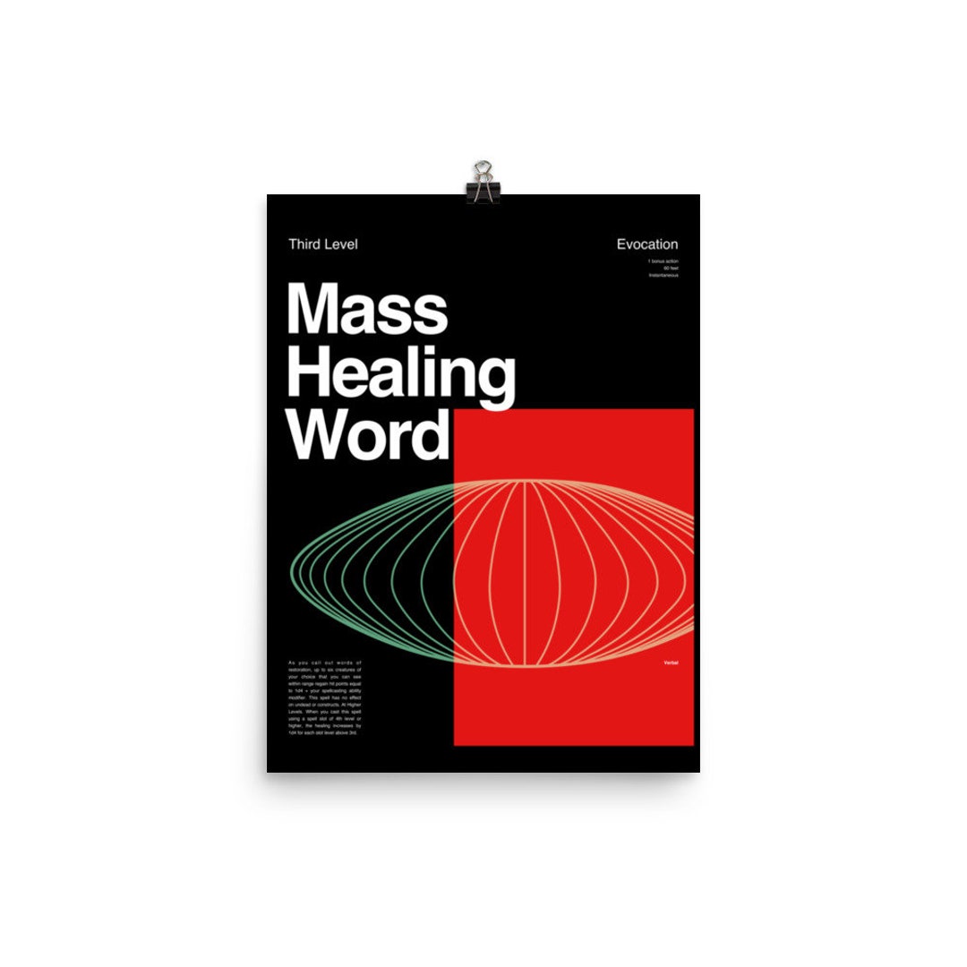 Mass Healing Word Poster | Dungeons and Dragons | Tabletop Role Playing ...