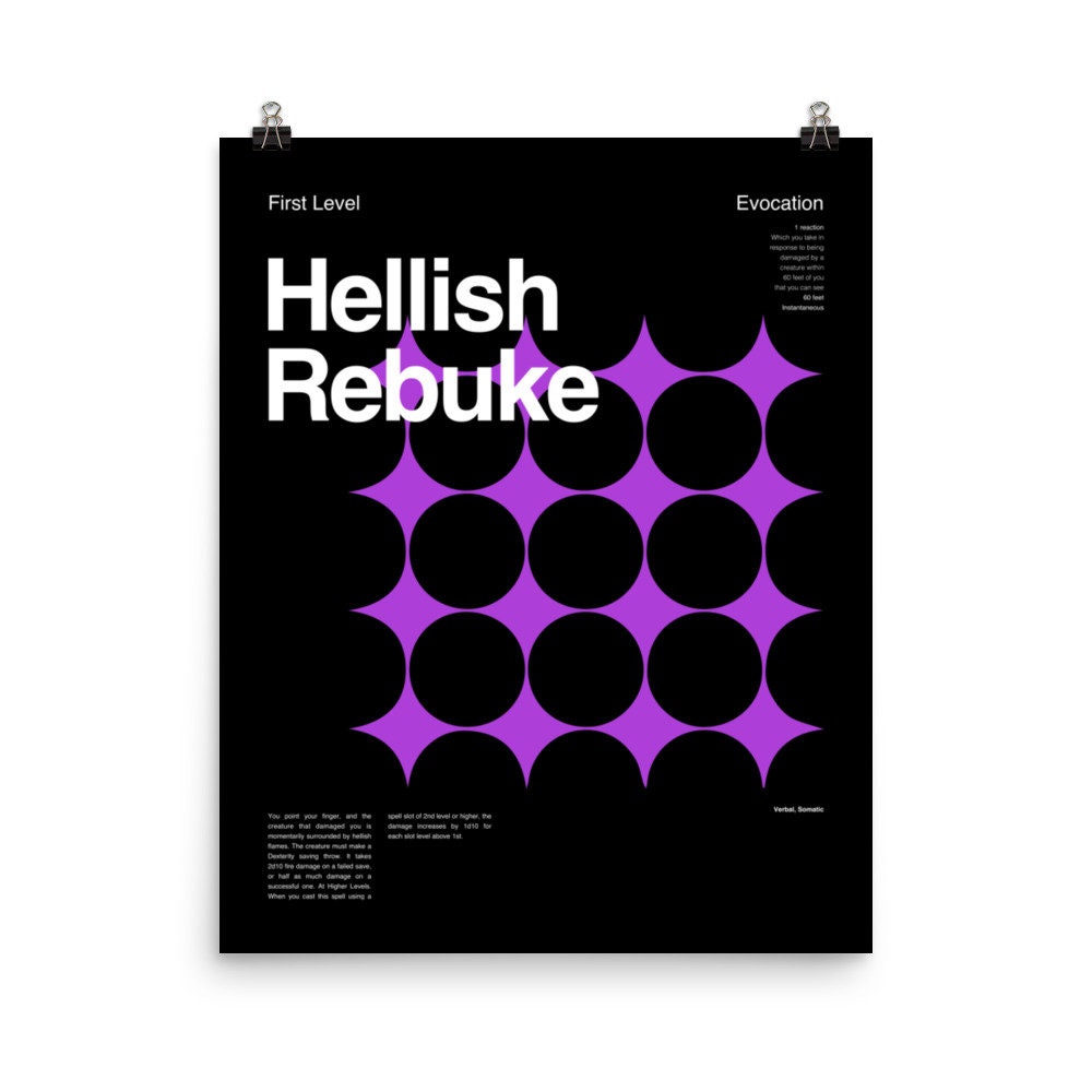 Hellish Rebuke Poster | Dungeons and Dragons | Tabletop Role Playing ...