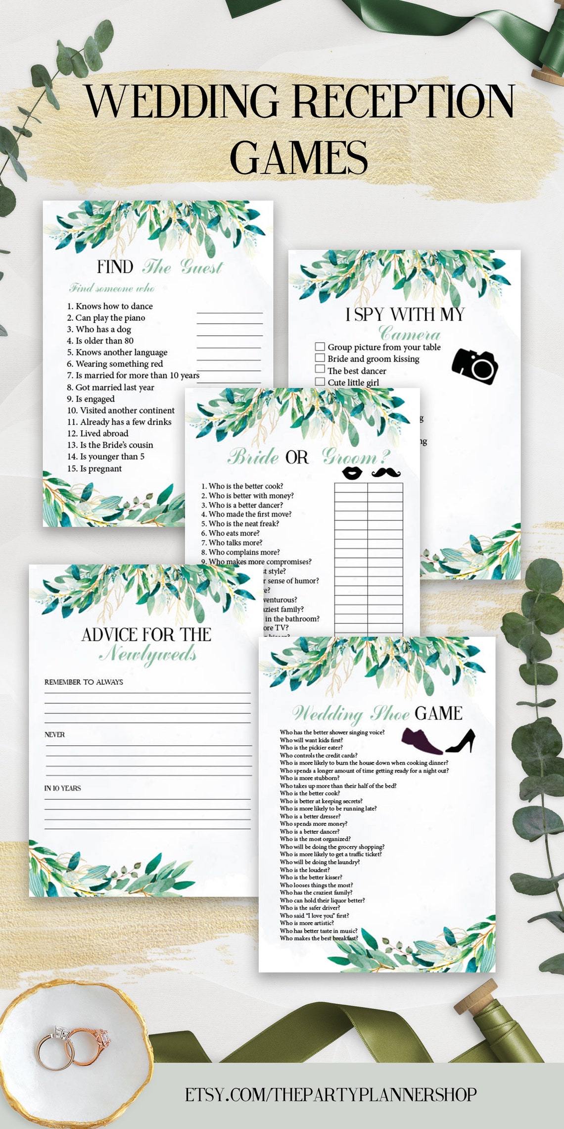 5 Wedding Reception Games Printable Wedding Reception Game | Etsy