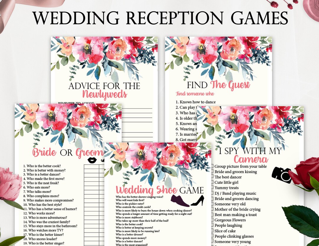5 Wedding Reception Games Printable Wedding Reception Game - Etsy