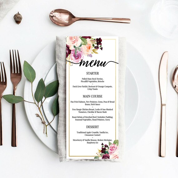 Free Bridal Shower Menu Template Collection