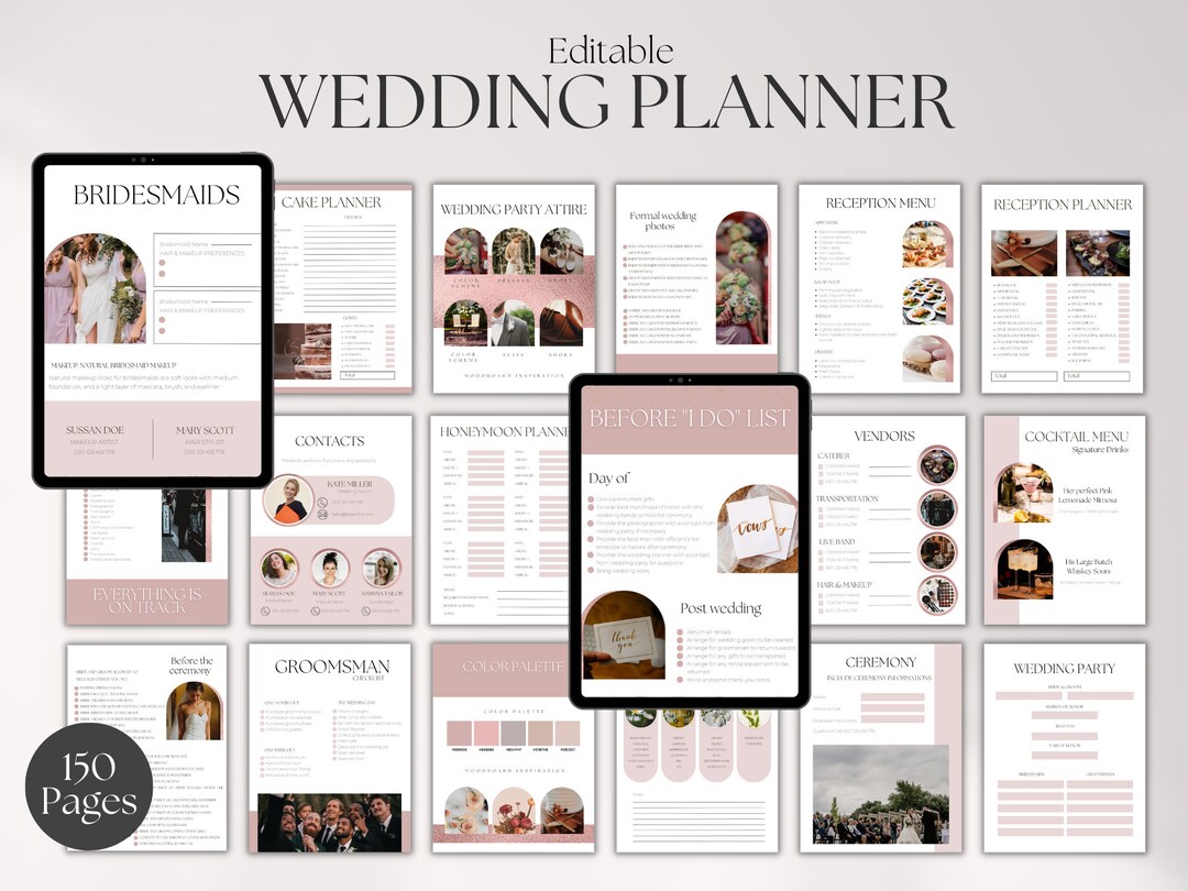 Rose Gold Wedding Planner DIY Wedding Planner Pages - Etsy
