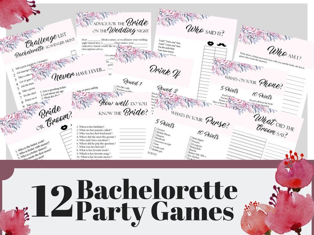 12 Bachelorette Party Games, Printable Bachelorette Party Game, Bridal ...