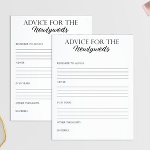 Advice for the Newlyweds Wedding Game Printable Wedding - Etsy
