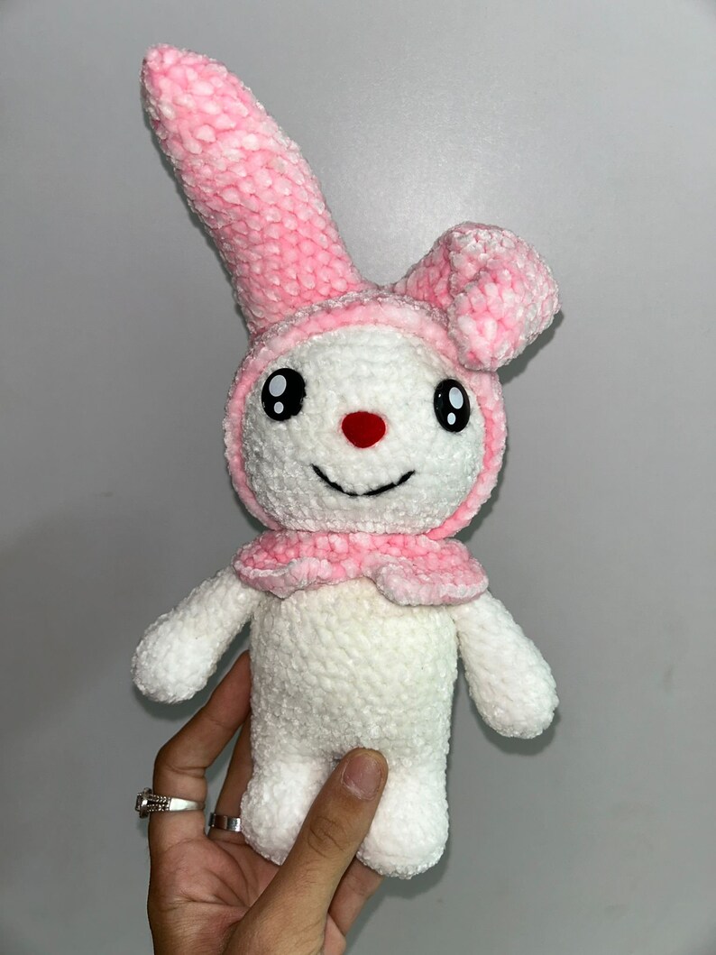 Pink Bunny Plush Crochet Bunny Doll Knitted Bunny Plushie Soft Bunny ...
