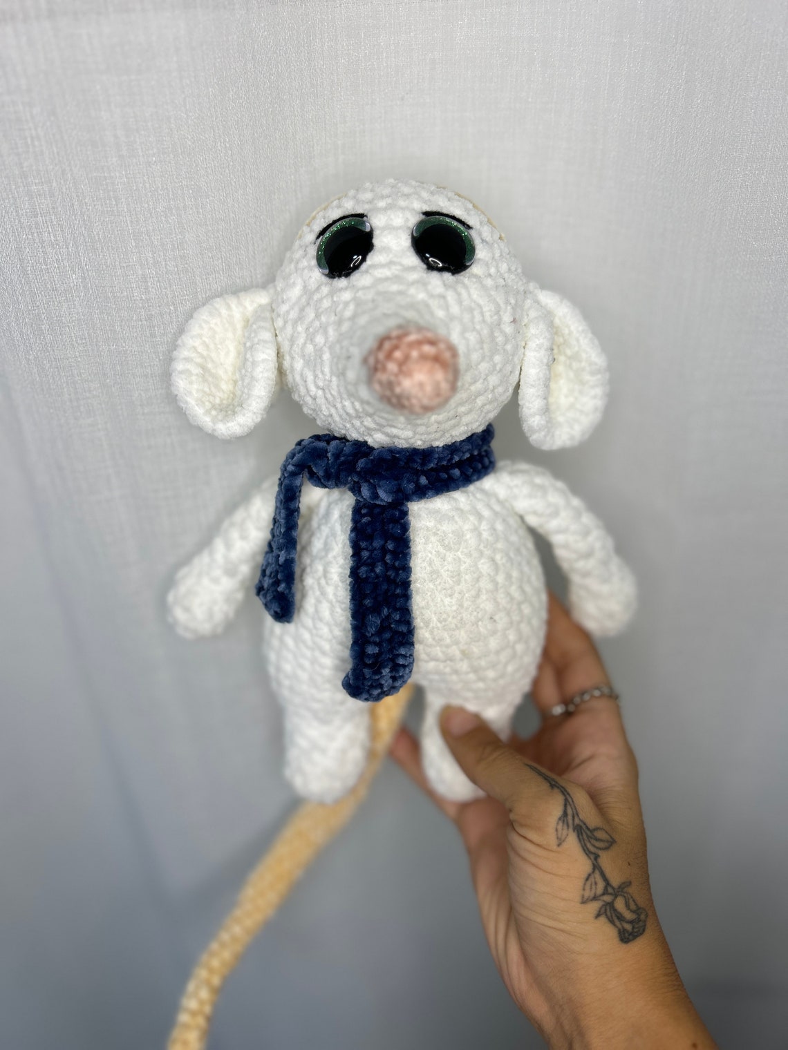White Mouse Toy Crocheted White Mouse Knitted Mouse Toy Handcrafted ...