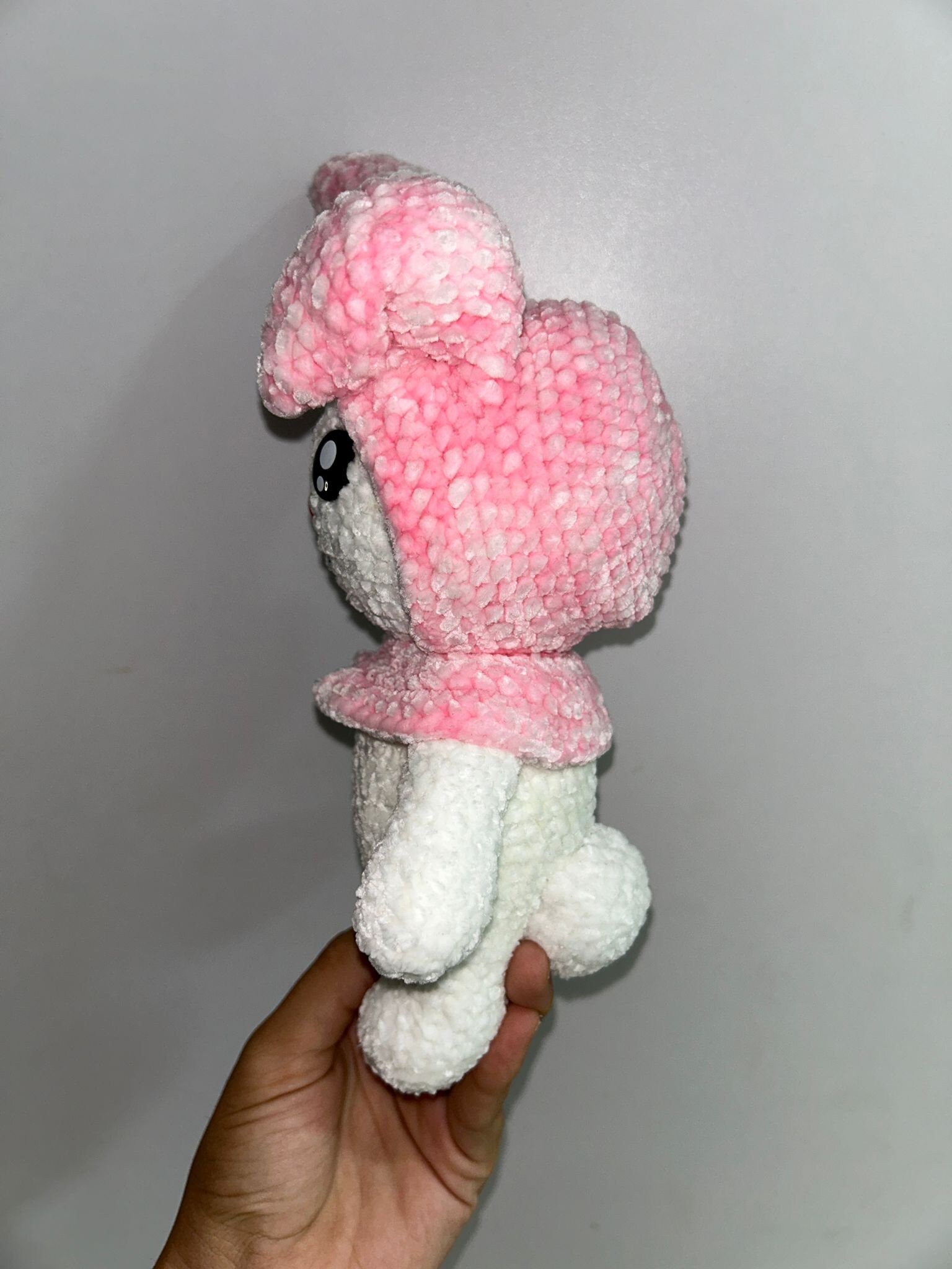 Melody Pink Bunny Plush Crochet Bunny Doll Knitted Bunny Plushie Soft ...