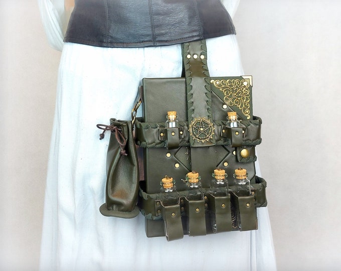 Grimoire With Pentagram, Alchemy Kit, Fantasy Journal, Leather Journal ...