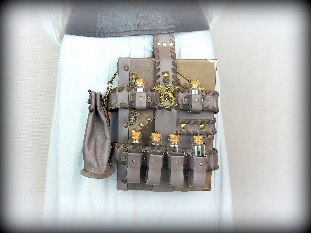 Book Holster, Grimoire, Alchemy Kit, Fantasy Journal With Dragon ...