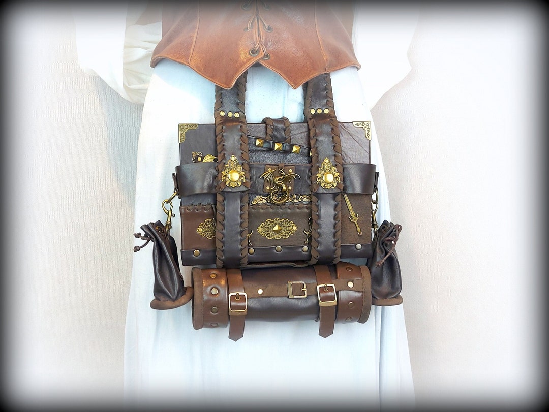 Book Holder, Alchemy Kit, Grimoire, Dragon Fantasy Journal, Leather ...