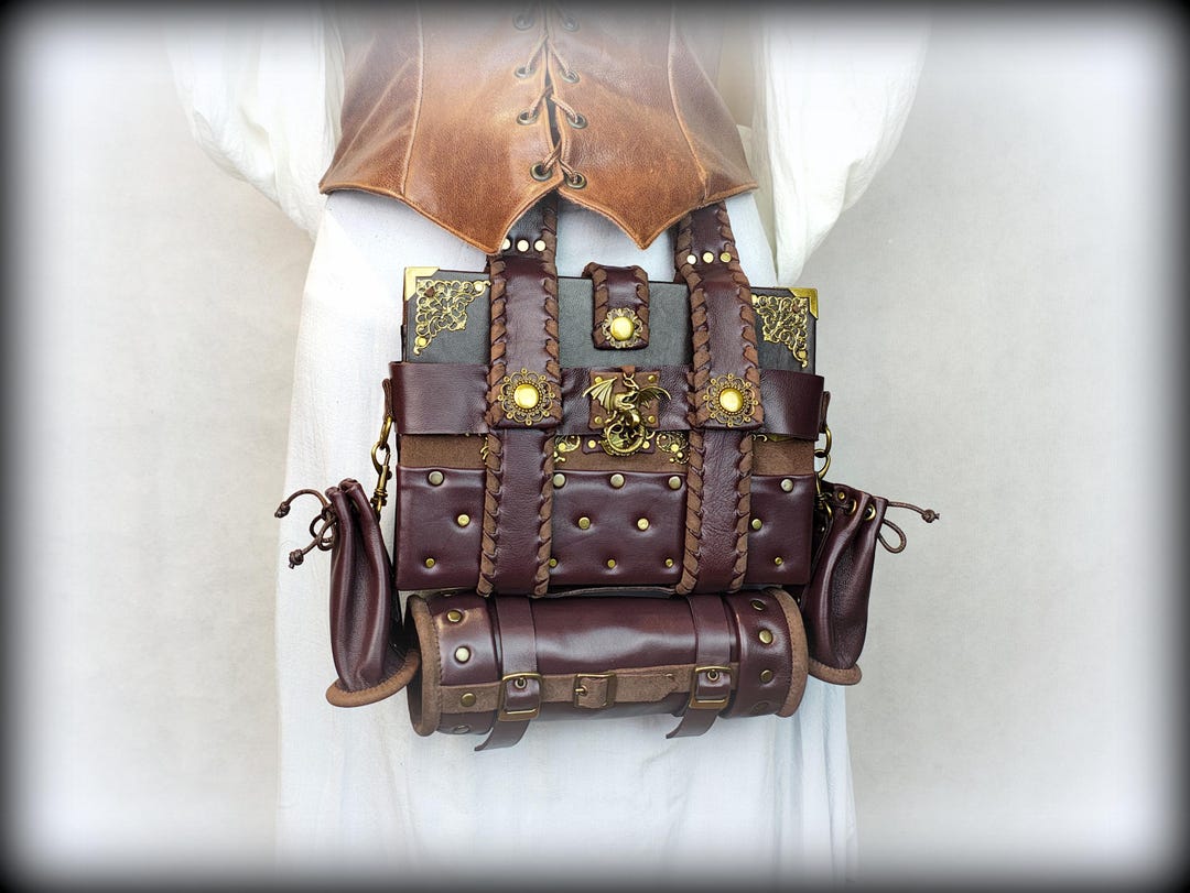 Book Holder, Alchemy Kit, Grimoire, Dragon Fantasy Journal, Leather ...