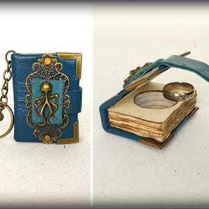 Book Ring Box, Secret Compartment Miniature Book, Octopus Hollow Book ...