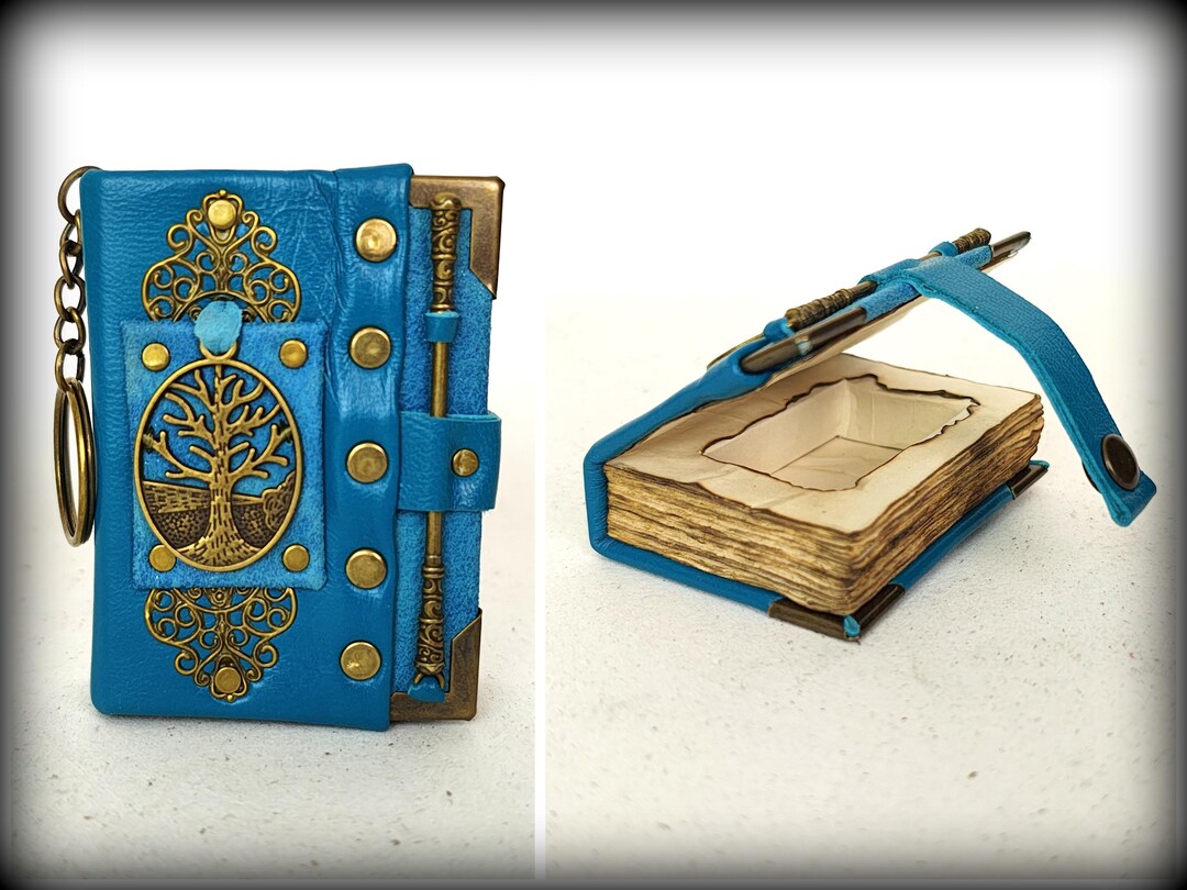 Mini Book With SECRET COMPARTMENT, Mini Leather Book Keychain, Tree ...