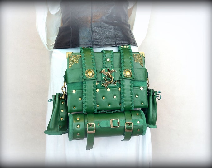 Book Holder, Alchemy Kit, Grimoire, Dragon Fantasy Journal, Leather ...
