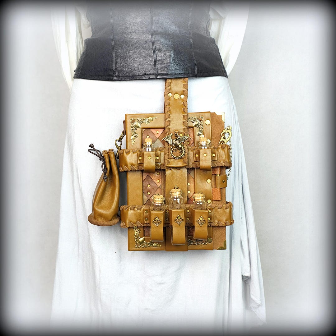 Book Holster, Grimoire, Alchemy Kit, Fantasy Journal With Dragon ...