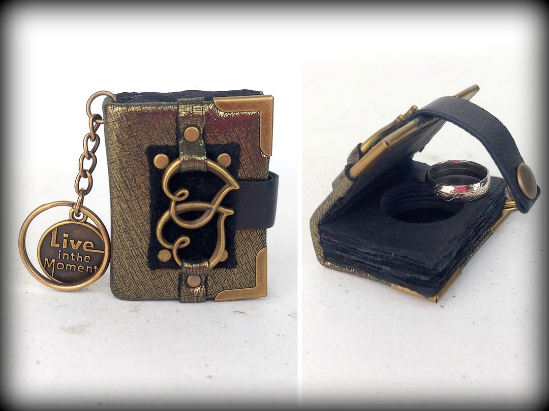 Ring Box, Secret Compartment Miniature Book, Hollow Book, Mini Leather ...