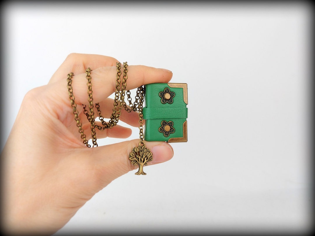 Book Necklace, Mini Book Pendant, Book Lover Gift, Fantasy Miniature ...