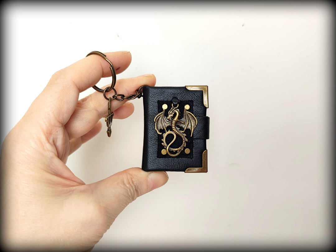 Mini Album Keychain, Fantasy Dragon Key Ring, Tiny Journal, Book Lover ...
