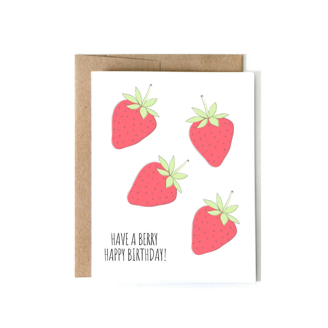 Berry Happy Birthday | Birthday Card, Cute Birthday Card - Etsy